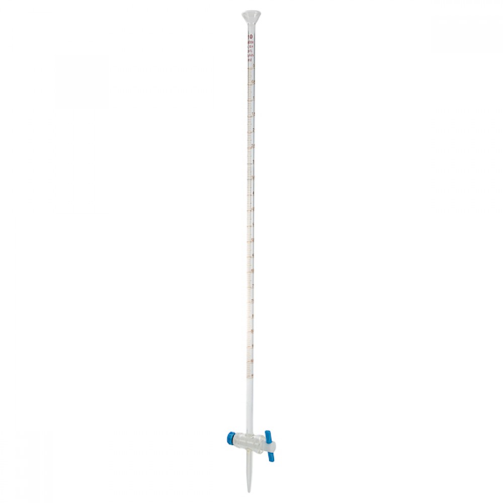 Burette with PTFE straight stopcock and funnel top, class A (50ml)